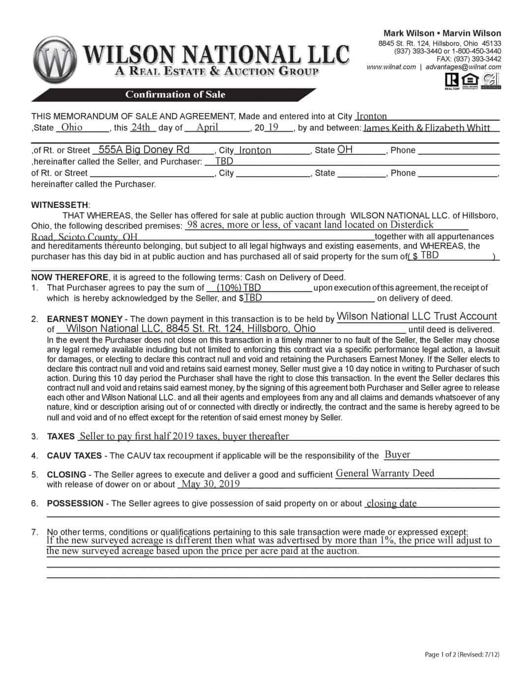Sample Confirmation of Sale_Page_1 - Wilson National